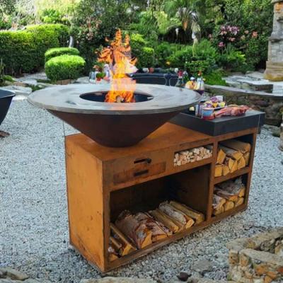 Cina Outdoor Camping portable Stainless Steel BBQ Grill Assembly Required 800mm Cooking Plate Corten Steel in vendita