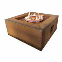 China 2.6ft Natural Gas Fire Pit 400mm Rectangular Corten Steel Fire Pit Table for sale