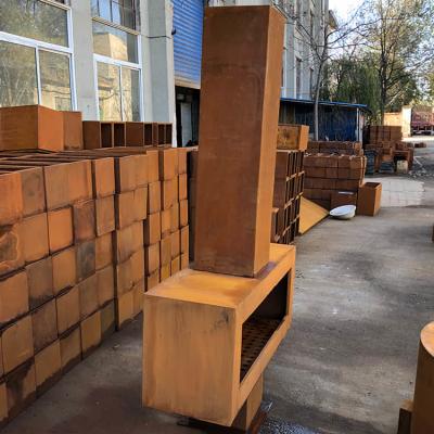 Cina Legno d'acciaio rosso rustico di 1.3FT Corten 400mm che brucia camino all'aperto in vendita