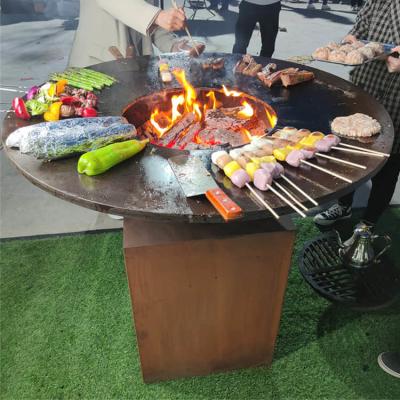 China Diameter 1000mm Corten Steel BBQ 120KG Steel Charcoal Removable Ash Pan for sale