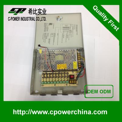 China Corriente de salida 10A Cámara de seguridad de CCTV Caja de suministro de energía Distribución 12V 9CH 18CH puertos en venta