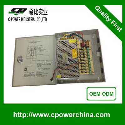 China Corriente de salida 10A Cámara de seguridad de CCTV Caja de suministro de energía Distribución 12V 9CH 18CH puertos en venta
