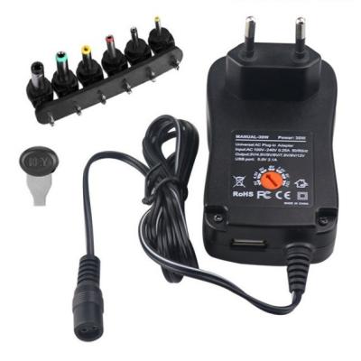 중국 C-Power AC100-240v 유니버설 멀티 출력 30W 2.1A 3-12V 조절 전원 어댑터 판매용