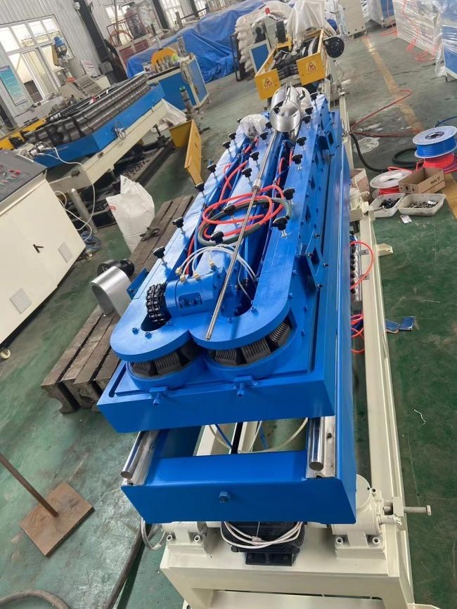 HDPE Corrugated Pipe Extrusion Line in operation showing full production setup
