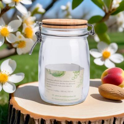 China Food Wide Mouth Glass Canisters With Hinged Lids 750ml Capacity for sale