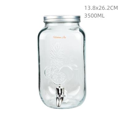 Cina Dispenser di succo di vetro grande da festa Dispenser di bevande da tè ghiacciato a limonata da 3,5 litri in vendita