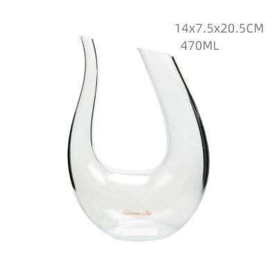 Cina Decanter di vino in vetro chiaro a forma di U, soffiato a mano, capacità 470 ml in vendita