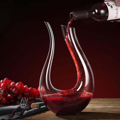 Cina Decanter di vino in vetro chiaro a forma di U, soffiato a mano, capacità 470 ml in vendita