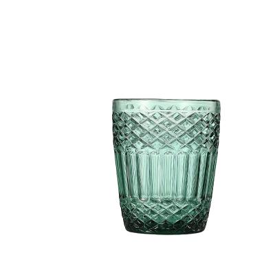 Cina 300 ml di tazze di vetro di diamanti di colore verde per occasioni quotidiane e speciali in vendita