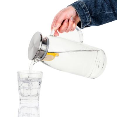 China 50 oz ontruimen Waterkruik 304 van het Glaswater OEM van het Roestvrij staaldeksel de Dienst Te koop