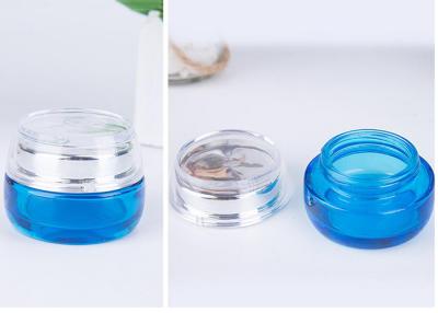 中国 青い高い等級のガラス洗面用品は30g 50g 40ml 100ml 120mlをびん詰めにする 販売のため