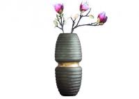 China Gradient Gray Decorative Glass Vases Polished Surface Handling for sale