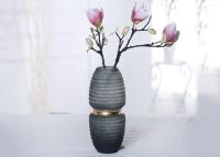 China Gradient Gray Decorative Glass Vases Polished Surface Handling for sale
