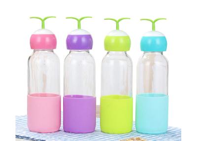 China botellas de consumición de cristal 300ml con la característica amistosa de Eco de la cubierta de silicona en venta
