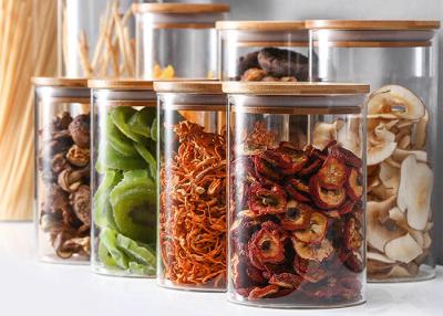 Cina Bottiglie di vetro sigillabili del cilindro con l'alto borosilicato del coperchio di bambù in vendita