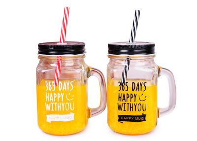 Cina il vetro antico 480ml imbottiglia con Straw Handle Transparent Cover in vendita