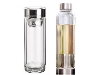 China Botella de agua de cristal de la prueba del escape de 12 onzas/botella de agua de cristal de los deportes en venta