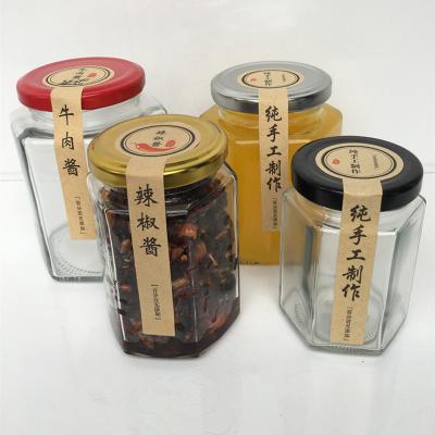 Cina Bottiglia sigillata senza piombo di vetro esagonale del contenitore di alimento di Honey Jars 45ml-730ml in vendita