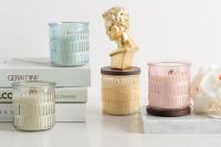 China Decorative Empty Glass Containers Wedding Candle Holder Square Shape for sale