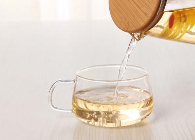 China Copo reto da água fria do potenciômetro do corpo do jarro de vidro resistente ao calor alto do Borosilicate com tampa de bambu à venda