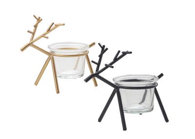 China Decoración de oro geométrica de la palmatoria del hierro labrado de los ciervos de los candeleros modernos del Aromatherapy en venta