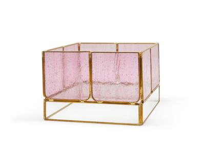 China El candelero de cristal a cuadros de cobre del cilindro adorna los 6cm * los 6cm * los 6cm en venta