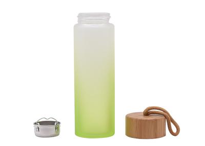 Cina Bottiglia di acqua di vetro infrangibile portatile del vetro borosilicato della bottiglia di acqua con il coperchio di bambù in vendita
