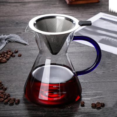 China O funil deu forma ao potenciômetro de vidro do café sem chumbo do Borosilicate 500ml à venda