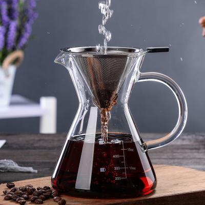 China O funil deu forma ao potenciômetro de vidro do café sem chumbo do Borosilicate 500ml à venda
