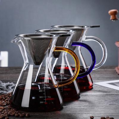 China O funil deu forma ao potenciômetro de vidro do café sem chumbo do Borosilicate 500ml à venda