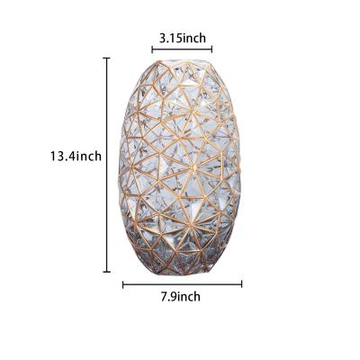 China FDA Gouden Verfraaide 20.6cm Crystal Decorative Glass Vases Te koop