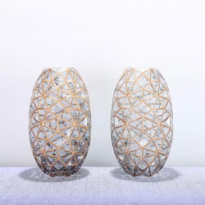 China FDA Gouden Verfraaide 20.6cm Crystal Decorative Glass Vases Te koop