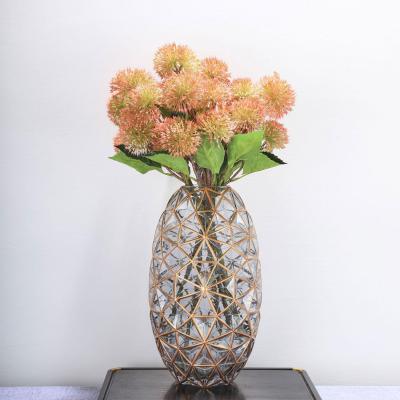 China FDA Gouden Verfraaide 20.6cm Crystal Decorative Glass Vases Te koop