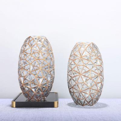 China FDA Gouden Verfraaide 20.6cm Crystal Decorative Glass Vases Te koop