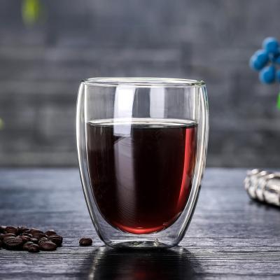 Cina Tazza di vetro dell'acqua del doppio di 250ml a forma di uovo 350ml 450ml in vendita
