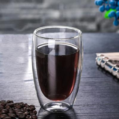 Cina Tazza di vetro dell'acqua del doppio di 250ml a forma di uovo 350ml 450ml in vendita