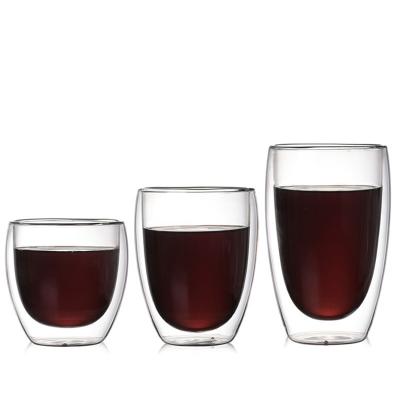 Cina Tazza di vetro dell'acqua del doppio di 250ml a forma di uovo 350ml 450ml in vendita