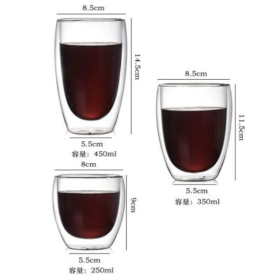 Cina Tazza di vetro dell'acqua del doppio di 250ml a forma di uovo 350ml 450ml in vendita