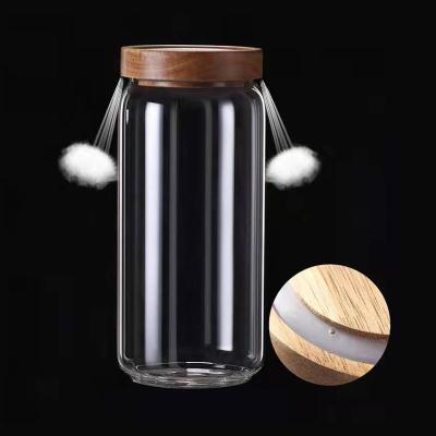 China 900ml de houten Kruiken van het de Mondglas van Dekkingsborosilicate Brede Te koop