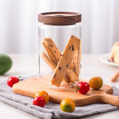 China 900ml de houten Kruiken van het de Mondglas van Dekkingsborosilicate Brede Te koop