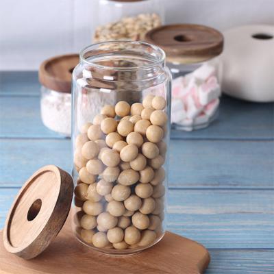 China 900ml de houten Kruiken van het de Mondglas van Dekkingsborosilicate Brede Te koop