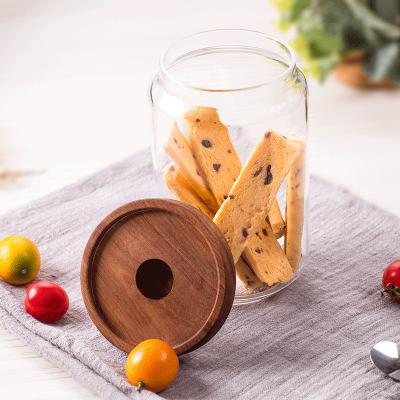 China 900ml de houten Kruiken van het de Mondglas van Dekkingsborosilicate Brede Te koop