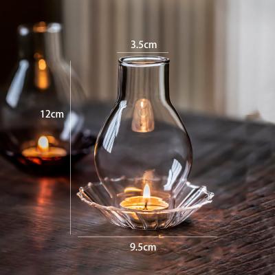 Cina Logo Clear Borosilicate Glass Candlestick su ordinazione in vendita