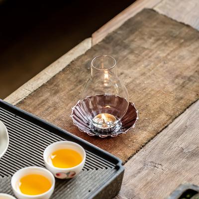 Cina Logo Clear Borosilicate Glass Candlestick su ordinazione in vendita