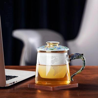 Cina Tazza di tè ceramica di vetro del filtrante della radura libera 450ml del cadmio in vendita
