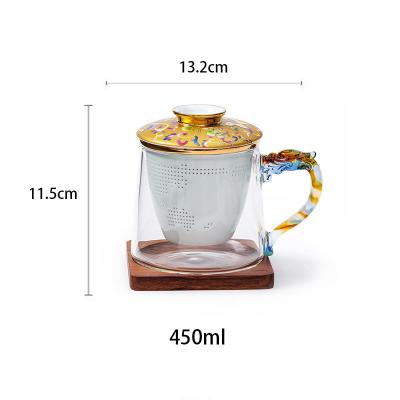 Cina Tazza di tè ceramica di vetro del filtrante della radura libera 450ml del cadmio in vendita