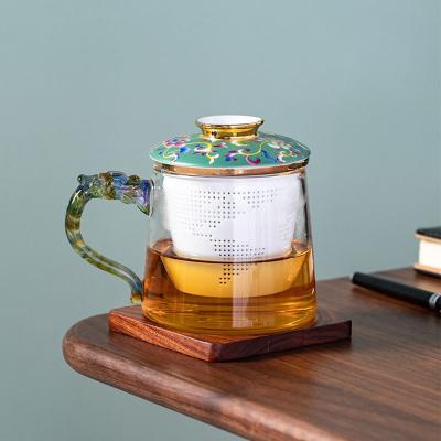Cina Tazza di tè ceramica di vetro del filtrante della radura libera 450ml del cadmio in vendita