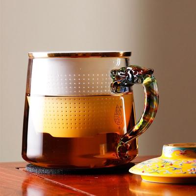 Cina Tazza di tè ceramica di vetro del filtrante della radura libera 450ml del cadmio in vendita