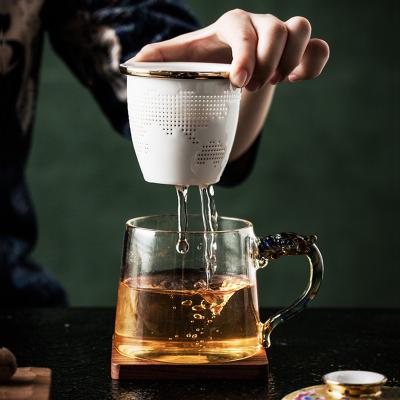 Cina Tazza di tè ceramica di vetro del filtrante della radura libera 450ml del cadmio in vendita