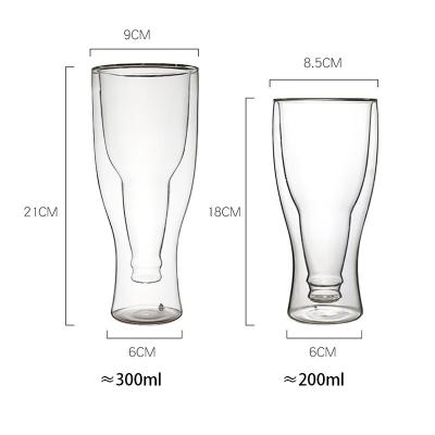 Cina 300ml che modella la doppia tazza del vetro borosilicato della birra in vendita